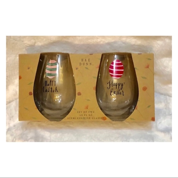 Rae Dunn | Dining | Rae Dunn Happy Easter Stemless Wine Glasses Set ...